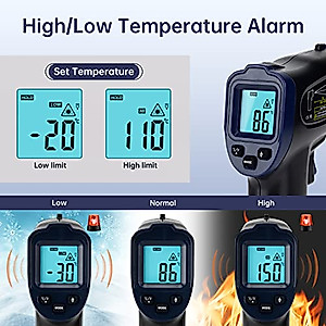 ERICKHILL Infrared Thermometer, Heat Temperature Temp Gun for Cooking, Adjustable Emissivity - for Cooking, Pizza Oven, Meat, Griddle, Grill, HVAC, Engine, -58°F~752°F, Meat Thermometer Included