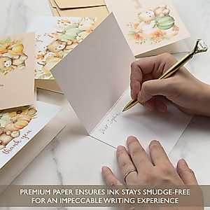 Gooji 4x6 Pumpkin Teddy Bear Thank You Cards with Envelopes Fall Baby Shower Thank You Cards Girl (Bulk 20-Pack) Birthday, Thanksgiving, Woodland,Floral, Boho, Rustic, We Can Bearly Wait