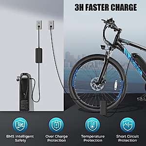 ANCHEER 27.5'' Electric Bike 500W(Peak 750W) Electric Mountain Bike, 55 Miles Range & 22 MPH, 3H Fast Charge, 48V/10.4Ah Removable Battery, Electric Bike for Adult 21 Speed (Hummer, Blue)