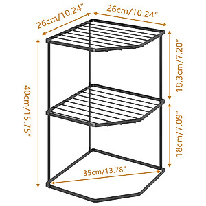Buzowruil Kitchen Corner Shelf, 3-Tier Pot and Pan Rack, Cookware Pots and Pans Organizer, Kitchen Shelves,Black
