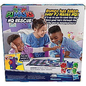 PJ Masks Hasbro Gaming HQ Rescue Kids Board Game, Preschool Games, Race to Stop Romeo, Includes 3D Plastic Tower, Kids Games Ages 4 and Up