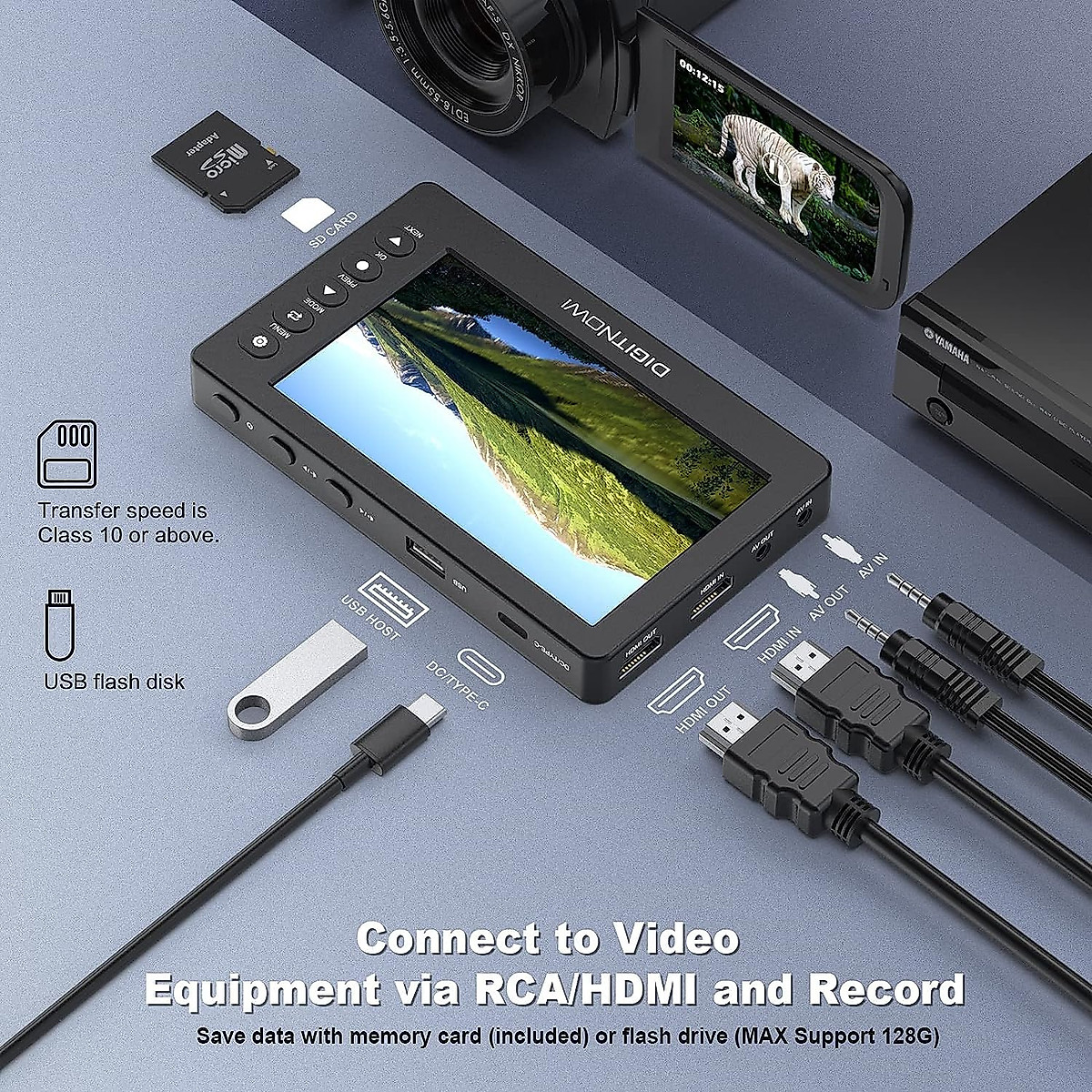 Video to Digital Converter, VHS to Digital Converter, Video Recorder Capture with 5" OLED Screen, Convert VHS to Digital, AV&HDMI Reocord from VHS, DVD, VCR, Hi8, Tapes, Camcorders, TV BOX &Gaming Sys