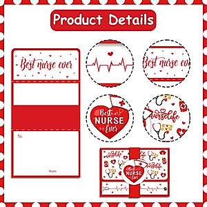JOYMEMO 4 Pack Nurse Gift Card Holders - Nurse Appreciation Week Money Holder with Envelope for Nurse Week Thank You Nurse Gift Card Sleeves, Best Nurse Ever Prizes Paper Party Favors