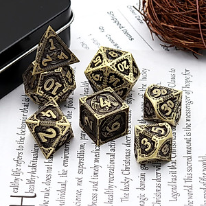 PJOY Clear Rainbow Resin DND Dice and Dragon Pattern D&D Metal Dice