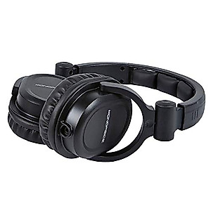 Monoprice Premium Hi-Fi DJ Style Over-The-Ear Pro Headphones with A Single-Button Inline Microphone/Controller - Black