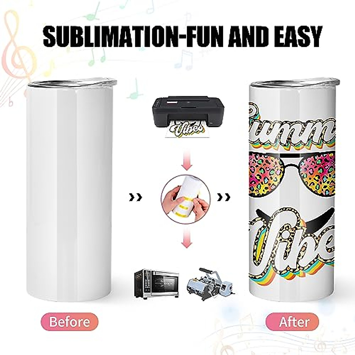 Icesip 12 Pack Music Speaker Tumbler, 20 oz Sublimation Tumbler Skinny Straight Double Wall Cup with Straw Lid & USB Charging Cable 6 Colors