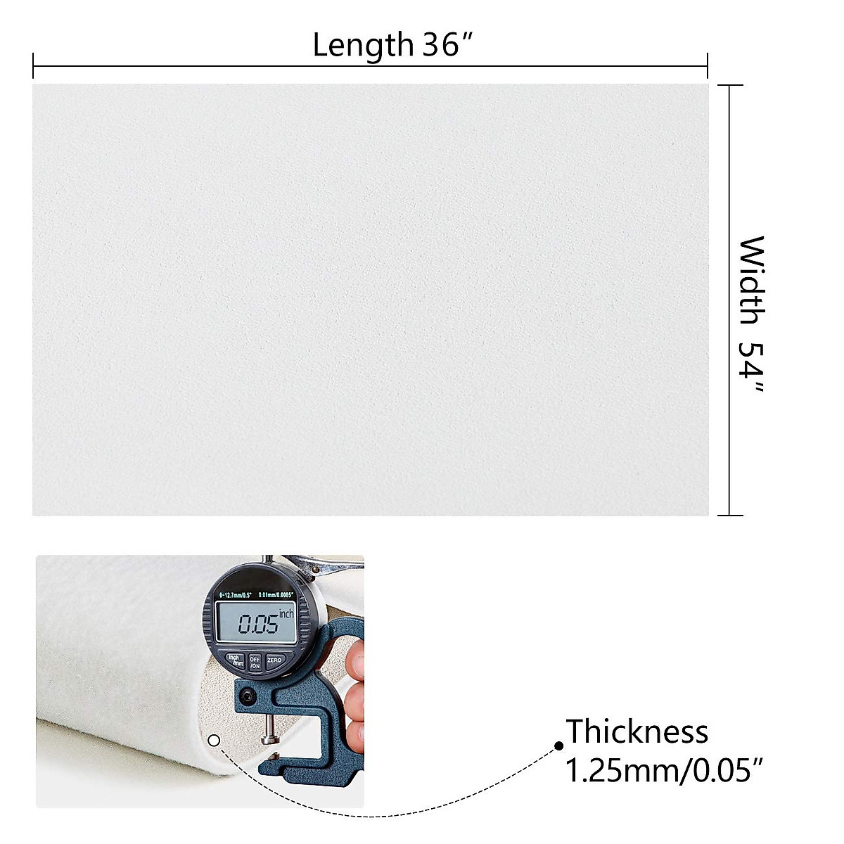 PU Fabric Leather by The Yard, Faux Synthetic Leather Material Sheets for Upholstery Crafts, DIY Sewings, Sofa, Handbag, Hair Bows Decorations (White, 1 Yard (54" x 36"))