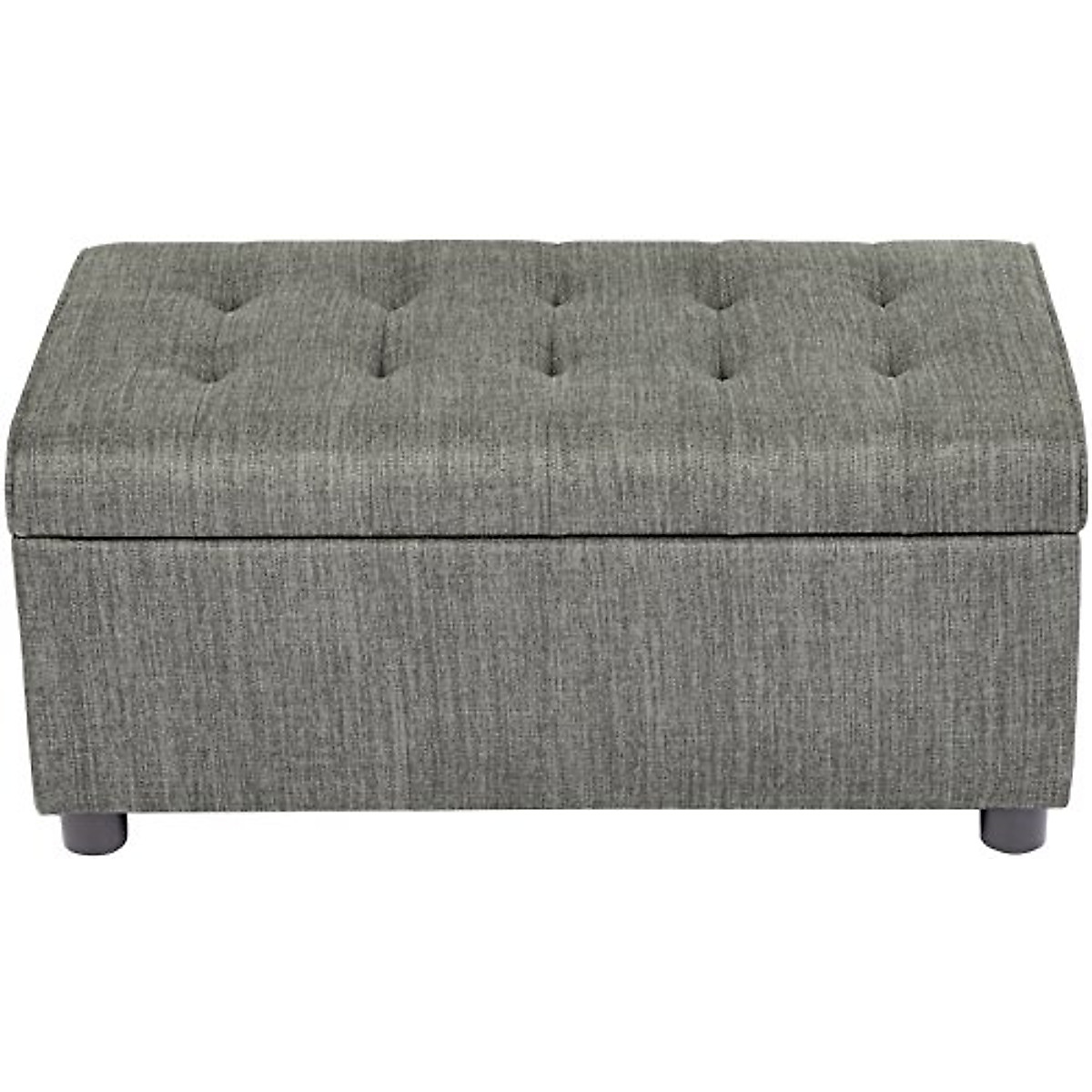 FIRST HILL FHW Arlos Rectangular Fabric Storage Ottoman with Tufted Design - Shadow Gray
