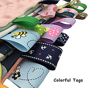 Upalupa Bunny Lovey Blanket and Minky Dot Fabric Tags Security Blanket, Pink