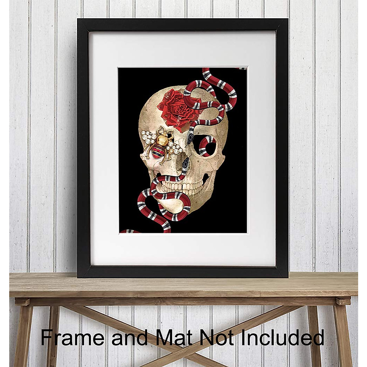 Poster of Wall Art - Gothic Skull Wall Decor - Snake Picture - Glam Print for Room or Home Decoration - Fashion Design - Designer Gifts for Women, Wife, Her, Teens, Girls - Glamour Couture