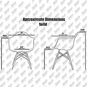 2xhome Modern Dining Side Chairs from Molded Plastic Armchair Shell with Natural Wooden Legs, Teal, Set of 2