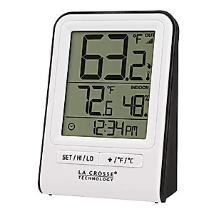 La Crosse Technology 308-1409WT-CBP Wireless Temperature Station with Time,White,