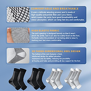 Neuropathy Socks for Women and Men, Soothe Compression Socks for Neuropathy Pain, Ankle Brace Plantar Fasciitis Socks for Relief of Foot Pain Swelling, Achilles Tendonitis (Black,L/XL)