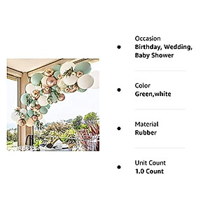 Sage Green Balloon Garland Arch Kit – 119 Pack With White Ivory Gold Metallic Confetti Latex Balloons ,18 inch Big Sage Green Balloon for Wedding Baby Shower Birthday Evening Decorations