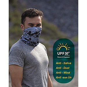 Sun Protection Cool Milk Silk Fabric Camo Black Outdoor Face Mask, UV Dust Wind Protection Face Neck Gaiter Headwear for Motorcycle Hiking Cycling Ski Snowboard Fishing Running Workout
