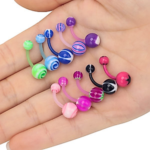 CrazyPiercing Assorted Lot of 100PCS Banana Piercing 14G Belly Button Rings Piercing Jewelry