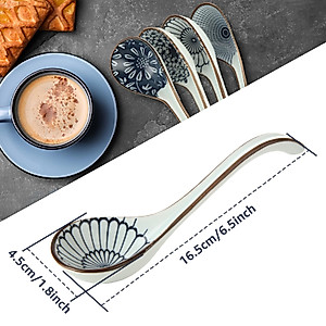 GBACHOOSE 16PCS Asian Soup Spoon, Ceramic Chinese Soup Spoons Japanese Soup Spoon, Oriental soup spoon Soup Dumpling Spoon Ramen Soup Spoon for Cereal, Wonton, Dumplings and Noodles