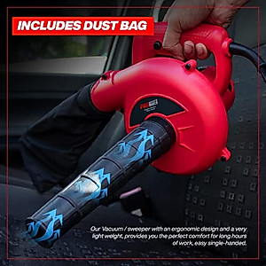 PROMAKER Corded Electric Leaf Blower, Small handheld Blower/Vacuum for home with a variable speed (7 levels of speed) 2 in 1, Air Duster with a dust bag for Computer/Leaf/Dusting 400W 120V PRO-SP400.