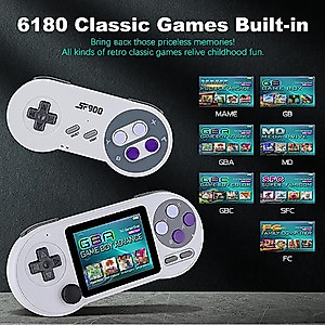 SF2000 Retro Handheld Game Console - Built in 6180+ Classic Video Games,3.0 inch IPS Screen, Supports External TF Card, 2.4G Wireless Handles, AV Output Plug & Play 4K Game Console…