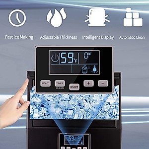Ice Maker Machine,Ice Makers Countertop,Under Counter Ice Maker,Ice Machine,66LBS, Auto-Clean Built-in Automatic Water Inlet with Scoop 2-7 Days delivery Shipped from US Warehouse