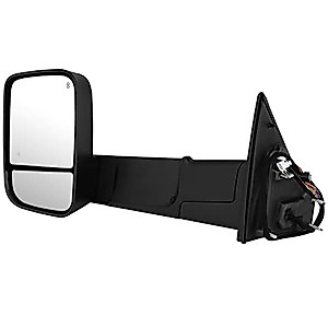 Aintier Towing Mirrors Compatible with 2019-2022 For Dodge Ram 1500 Truck Tow Mirrors Power Heated Turn Signal Light Puddle Light Parallel Auxiliary Light Temp Sensor Black Pair Mirrors