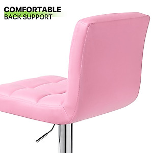 Magshion Faux Leather Bar Stools Adjustable 360 Degree Swivel Backrest Footrest Barstool Set of 4, Pink