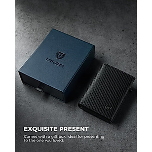 LORZOR Mens Wallet for Apple AirTag - Minimalist Pop up Smart Wallet for Men, Slim RFID, Carbon Fiber Modern Mens Wallet (AirTag Not Included)