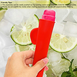 Helpcook Silicone Ice Pop Molds,BPA Free Popsicle Molds with Attached Lids,Reusable DIY Popsicle Molds for Kids,Set of 6 (Pure color)