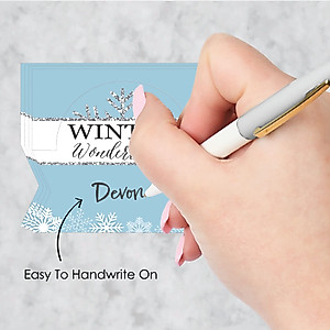 Big Dot of Happiness Winter Wonderland - Snowflake Holiday Party and Winter Wedding Tent Buffet Card - Table Setting Name Place Cards - Set of 24