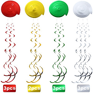 50 Pcs Christmas Foil Swirl Decorations Set for Ceiling, Snowman and Elk Signs - Holiday Party Supplies (Ball)