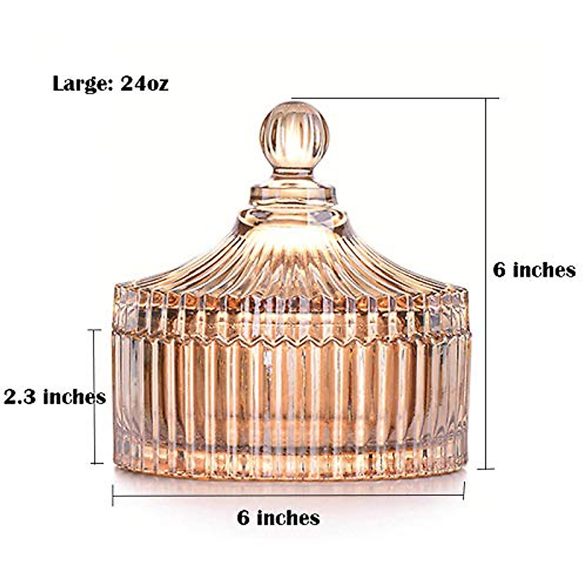 CHOOLD Luxury Colorful Tent Shaped Crystal Candy Jar with Lid,Clear Glass Apothecary Jar Wedding Candy Buffet Jar Food Jar (10oz/24oz) (Amber-L)