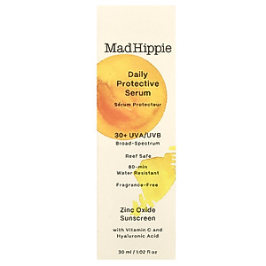 Mad Hippie Daily Protective Serum, 30 SPF Moisturizer & Mineral Sunscreen for Face, Zinc Oxide Mineral Face Sunscreen, Sun Skin Care, Water Resistant, Reef Safe, 1.02 Oz