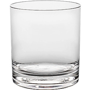PartyProof Unbreakable Cocktail Tumbler Drinking Glasses 12oz Whiskey or Scotch Glass Reusable Tritan Shatterproof Plastic, Set of 4, Dishwasher Safe, Outdoors Drinkware Camping Cups