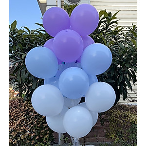 JODIDI 60 Pcs 12 Inch Latex Balloons in Purple, Blue and White, Perfect for Spring, Summer, Birthday, Graduation, Wedding and Baby Shower Party Balloons Decorations(Purple Blue And White)