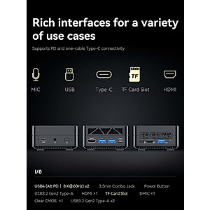 MINISFORUM Mercury EM680 Mini PC AMD Ryzen 7 6800U 32GB LPDDR5 6400MHz 512GB PCIe4.0 SSD AMD Radeon 680M Mini Computer, WiFi 6E/BT5.2,1 x TF Card Slot/2x USB4/1 x HDMI/3X USB3.2