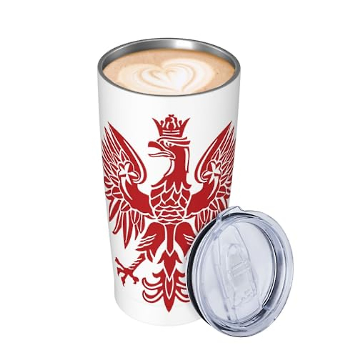 VKKOEWL Polish Flag Poland Polska Eagle Stainless Steel Insulated Tumbler 20 Oz Travel Water Bottle Coffee Mug Drink Cup With Lid Straw