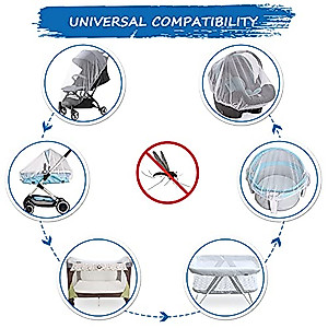 Coldwind 2 Pack Mosquito Net for Stroller Durable Baby Mosquito Net Perfect Bug Net for Strollers, Bassinets, Cradles, Playards, Pack N Plays and Portable Mini Crib, Baby Insect Netting, White