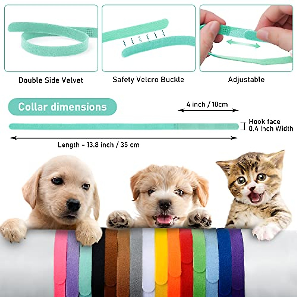 GAMUDA 15 Newborn Puppy Collars – 6 Record Keeping Charts – Super Soft Nylon Whelping Puppy Collars - Adjustable Litter Collars for Pups – Assorted Colors & Identification Collars