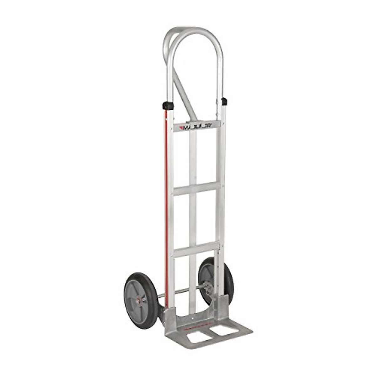 Magliner HMK25AAAB Aluminum Hand Truck, Straight Frame with Vertical Strap, Vertical Loop Handle, 14" x 7-1/2" Aluminum Diecast Nose Plate, 500 lb Capacity, Silver