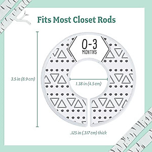 Baby Nest Designs Closet Dividers for Baby Clothes [Unisex Boho] - 7X Baby Clothing Size Age Dividers from Newborn Infant to 24 Months - Boho Baby Clothes Dividers and Nursery Closet Organizer