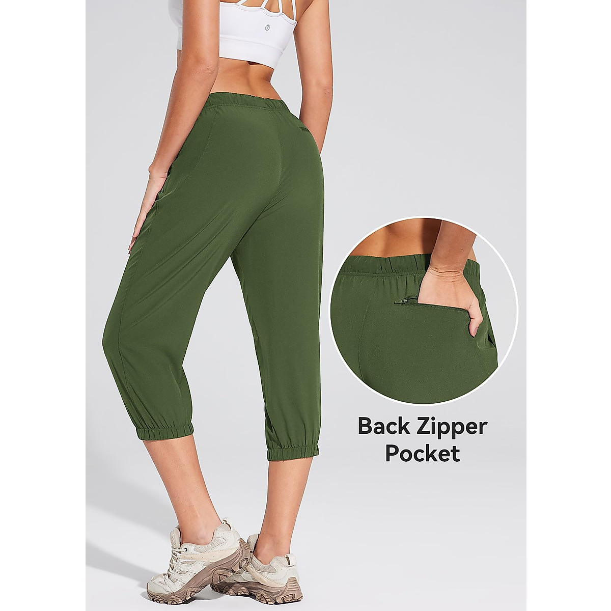 BALEAF Women's Lightweight Capris Joggers Running Hiking Shorts Quick Dry Sun Protection Pockets Blue Medium