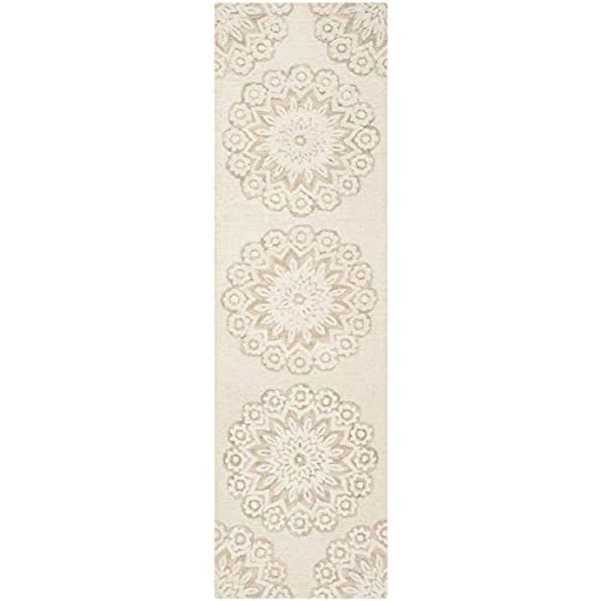 SAFAVIEH Blossom Collection 2' 3" x 6' Ivory/Beige BLM108B Handmade Premium Wool Entryway Foyer Living Room Bedroom Kitchen Runner Rug