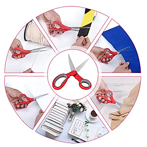 Balaipor Left Handed Scissors, 8" All Purpose Lefty Stainless Steel Scissors for Adults School Student Kids, Great for Craft, Office, Sewing, Fabric, Red (1 Pack)