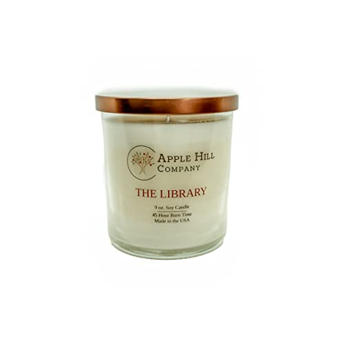 Apple Hill Company Natural Soy Candle - The Library (Teak-Wood, Cedar, and Sandalwood) 9 oz. | ~45 Hour Burn Time