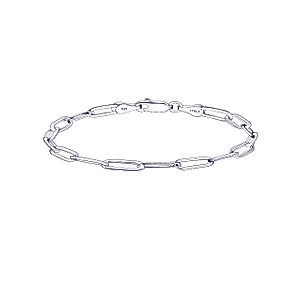 Waitsoul Silver Bracelet for Women 3mm Diamond-Cut Paperclip Chain Bracelet for Men 8.5 Inch