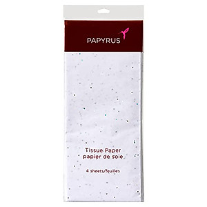 Papyrus White Tissue Paper with Iridescent Fleks for Gifts, Decorations, Crafts, DIY and More (4-Sheets)