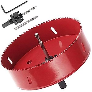 Precision 6" BI-Metal Hole Saw for Cornhole Game, Abuff 38mm Depth HSS Hole Cutter with 1/2" Hex Shank Arbor for Easily Drilling Cornhole Board, Plastic, Wood, Fiberboard, Soft Metal
