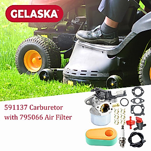GELASKA 591137 Carburetor with 795066 Replaces for 591137, 590948 Carburetor for 2700-3000psi Pressure Washer and CC999ES, SC500E, SC500EZ, 775EX, 875EXI Mowers Series 190cc Engine