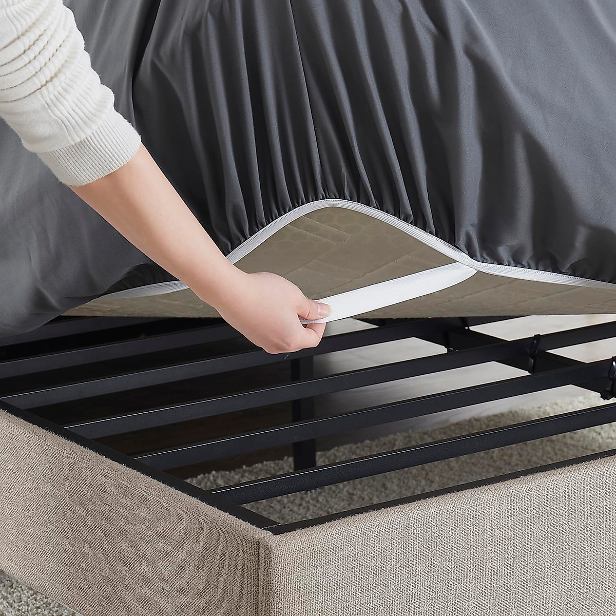 Hearth & Harbor Grey Twin Fitted Sheet Kids, Extra Deep Pocket Fitted Sheet Twin Size, 1800 Microfiber Fitted Twin Sheet Only, Ultra Soft Twin Bed Fitted Sheet Fits up to 24 Inch Mattress