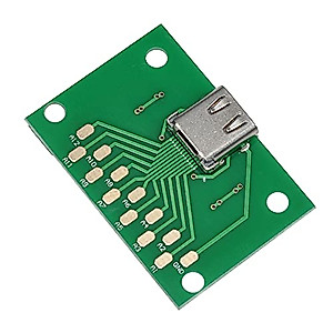 WLGQ USB3.1 Type-C Test Female Header, Test Board USB-C PCB Board Adapter, with Fixing Holes, Soldering Point Distance 4mm，A Pack of 5pcs